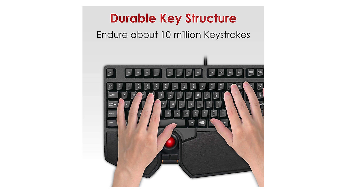 ELECOM Ergonomic Keyboard: Built-in Trackball & Scroll Wheel
