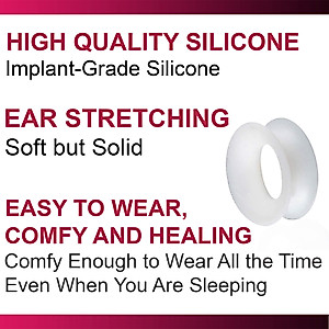 36mm White Silicone Double Flare Flesh Tunnels Ear Large Gauge Plugs ABYK Ear Stretching Stretchers Piercing SI04 2Pcs