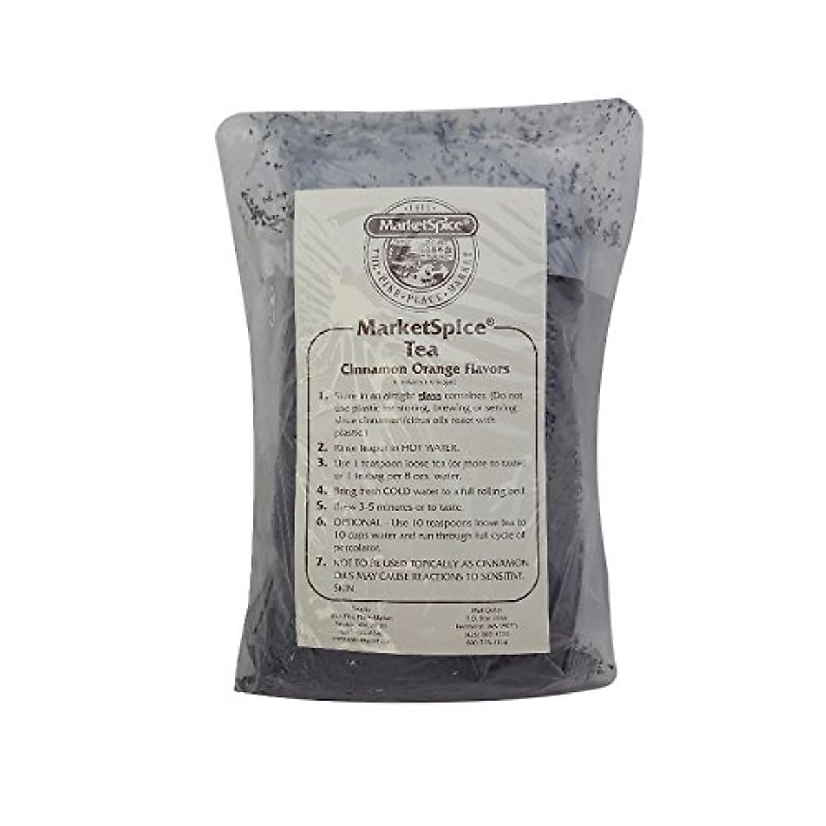 Market Spice Cinnamon Orange Loose Leaf Tea, 8 oz. Package With Brewing And Storage Instructions. (Cinnamon-Orange 8 oz.)