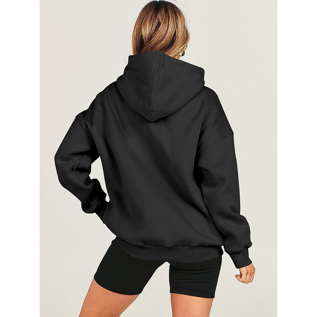 ANRABESS Womens Oversized Hoodies Fleece Pullover Sweatshirts Fall Casual Comfy Lightweight Hooded Clothes for Teen Girls Black A1023heise-S