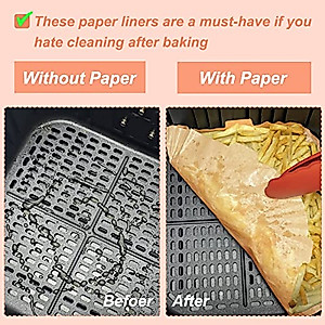 YQL Air Fryer Parchment Paper Liners,100Pcs 8 Inch Disposable Air Fryer Liners Square Non Stick Greaseproof Paper Sheets for Air Fryer Basket Compatible with Ninja,Tower,Cosori and More
