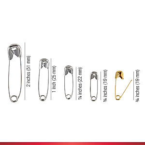 SINGER 00221 Assorted Safety Pins, Multisize, 90-Count