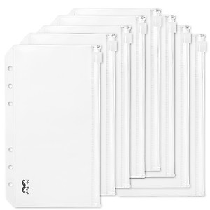 Mr. Pen- A6 Binder Pockets, 8 Pack, 6 Holes, A6 Binder Inserts, A6 Binder Cash Envelopes, Clear Cash Envelopes, Zipper Envelopes, A6 Binder Envelopes, Clear Zipper Pouches for Binders, A6 Zipper Pouch
