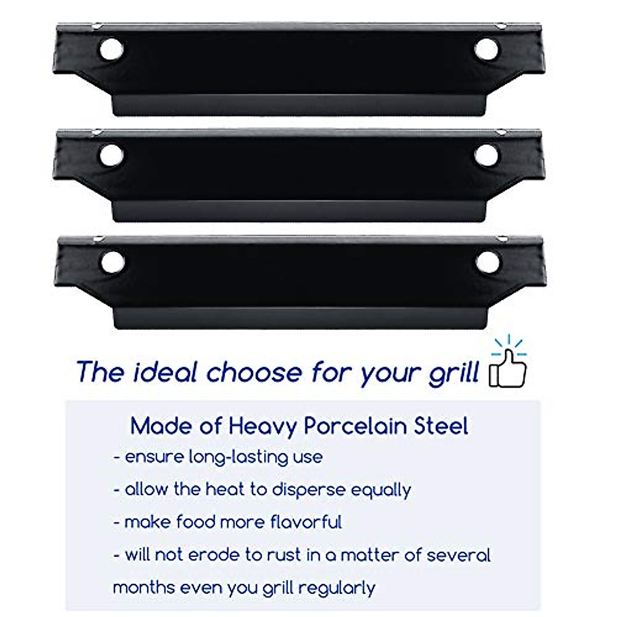 Utheer Grill Parts Replacement for Dyna-Glo DGC310CNP-D 3-Burner Propane Gas Grill, Porcelain Steel Heat Shield Tent Flavor Bars Flame Tamer 3 Packs, Grill Grid Grates 1 Pack