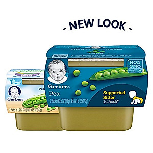 Gerber 1st Foods Peas, 2-Count, 2.5-Ounce Tubs (Pack of 8)