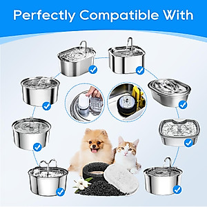 MyfatBOSS Cat Water Fountain Filter,20 Pack Cat Fountain Filter Replacement Compatible with Petlibro 67oz/2L & 101oz/3L Stainless Steel Pet Water Fountain, Tomxcute 108oz/3.2L Fountain with Sponge