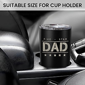 SANDJEST Five-star Dad Tumbler with Lid - Best Dad 20oz Insulated Stainless Steel Mug - Coffee Cup for Travel Sport Outdoor Activities Office, Gift for Birthday Father's Day