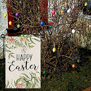 CROWNED BEAUTY Happy Easter Garden Flag Floral 12×18 Inch Double Sided Outside Vertical Holiday Yard Decor