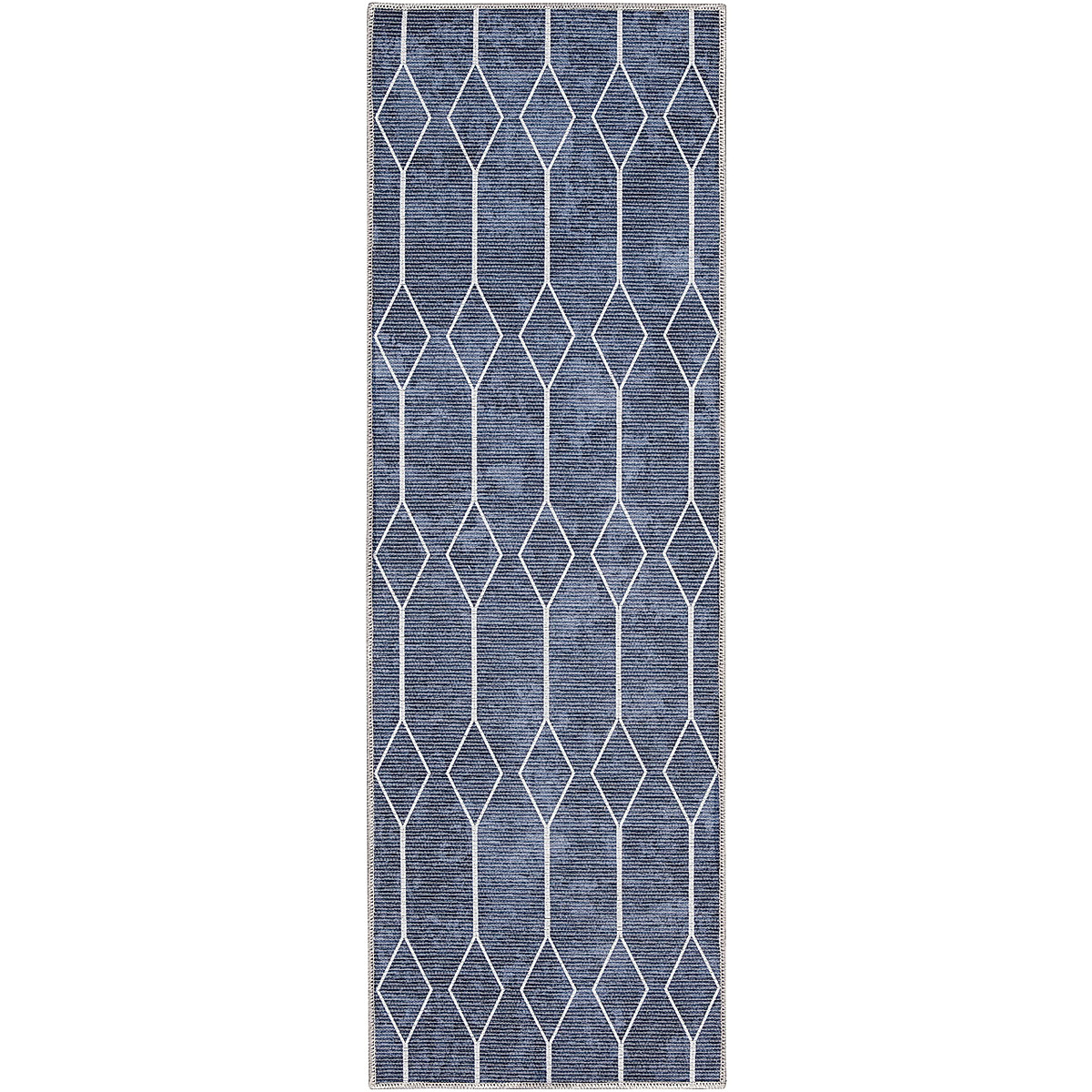 Nicole Curtis Machine Washable Series 1 Geometric Navy 2' x 6' Area -Rug, Easy -Cleaning, Non Shedding, Bed Room, Living Room, Dining Room, Kitchen (2x6)