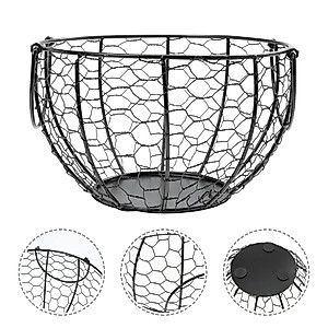 Yardwe Wire Egg Basket with Handles Metal Egg Storage Basket Chicken Eggs Holder Organizer Food Storage Container Case for Kitchen