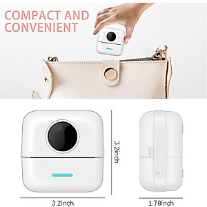 ZITREOXN Mini Sticker Printer - Portable Bluetooth Thermal Printer with 3 Roll of Paper + 6 Colour Pencils, Pocket Phone Printer, Easy to Use - for Diaries, Memos, Photos
