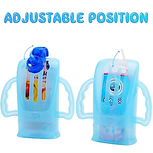 Squeeze Proof Holder for Food Pouches & Juice Boxes, Universal Multipurpose Design, Makes Baby More Fond of Self-Feeding, Prevent Messes, Food Safe (Blue)