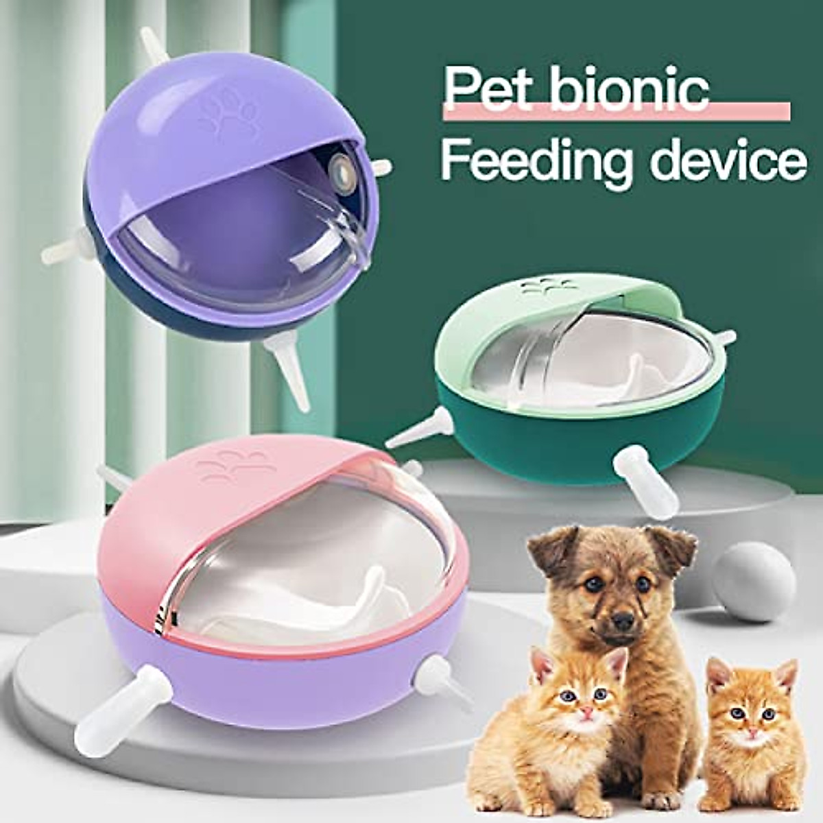 Tiyano 4 Pacifiers Puppy Kitten Silicone Feeder,Doggie Bubble Bowl- Soft Puppy Milk Feeder Silicone Puppy Feeder for Feeding Small Pets Puppy Kitten 180ml