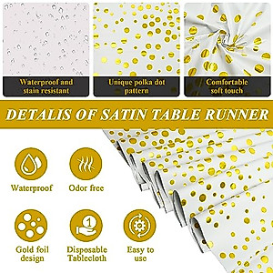 4 Pack Plastic Table Cloth Cover for Parties Disposable, White and Gold Tablecloth for 8 Foot Rectangle Tables, Birthday Wedding Graduation Mather Valentine's Day Easter Party Supplies Decorations