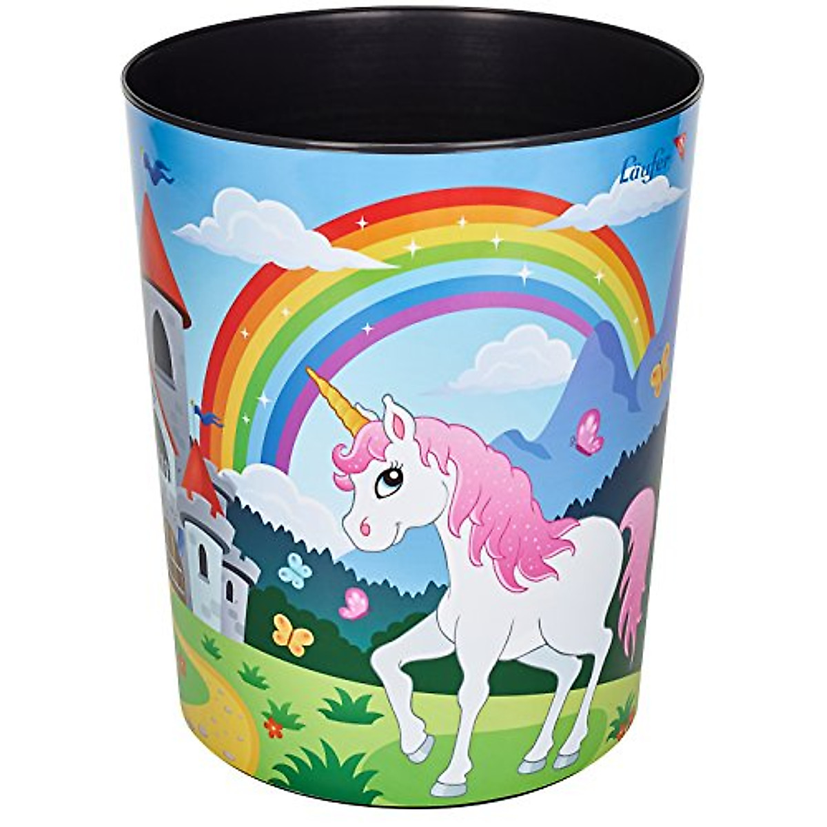 Runner trash, 13 litre trash can, perfect for the nursery, round, sturdy plastic Unicorn Unicorn