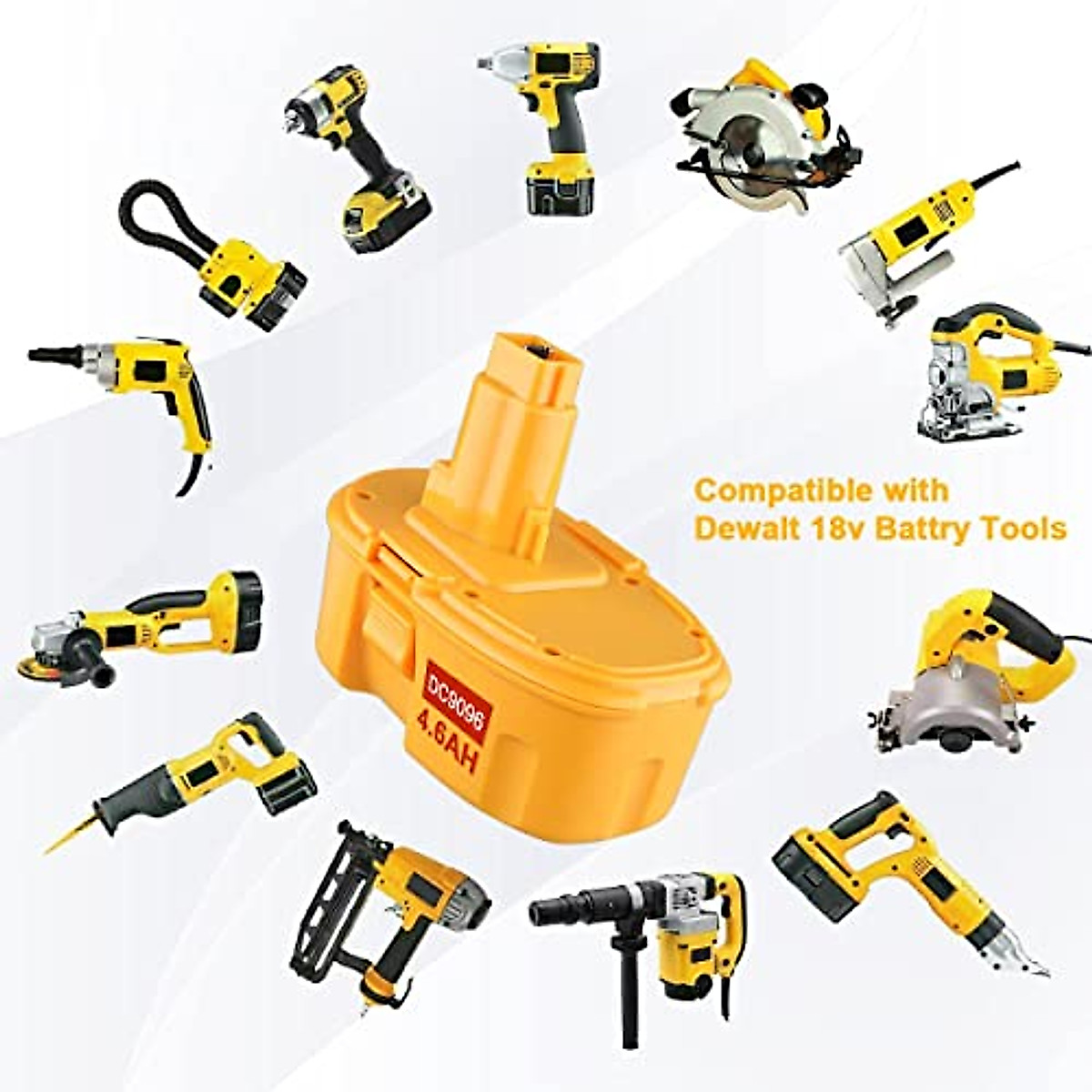 SHGEEN 【2023 Upgraded 4600mAh 】 2Pack DC9096 Ni-MH Replacement for Dewalt 18V Battery XRP DC9096 DC9098 DC9099 DW9095 DW9096 DW9098 DE9039