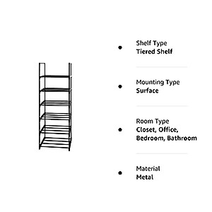 Easyhouse 6 Tier Tall Shoe Rack for Closet Entryway, Metal Sturdy Shoe Shelf Storage Organizer, Vertical Small Space Large Capacity for 12-16 Pairs of Shoes
