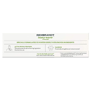 REMBRANDT Deeply White + Peroxide Whitening Toothpaste with Fluoride, Removes Tough Stains, Rehardens and Strengthens Enamel, Peppermint Flavor, 3.5 Ounce, Pack of 12