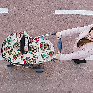 Death Sugar Skull Baby Car Seat Cover for Baby Boys and Girls Breathable Lightweight Carseat Cover Baby Carrier Cover Soft Flexible for Girls Boys