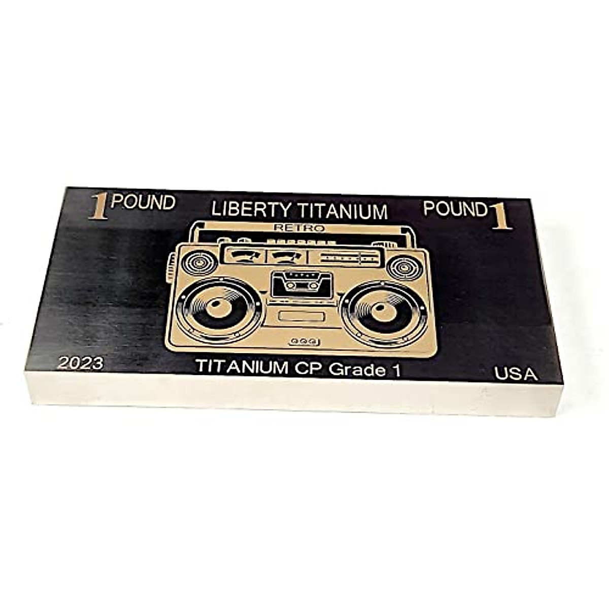 Retro Boombox Design 1 Pound Titanium Bar - Art Bar | Retro Titanium