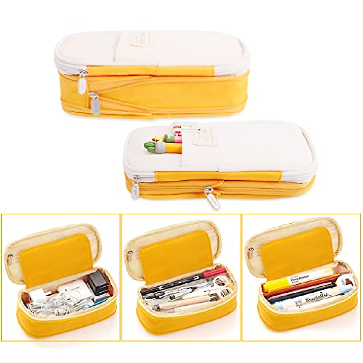 Oyachic Big Capacity Pencil Case Telescopic Pencil Pouch Zipper Pen Bag Canvas Markers Organization Makeup Bag Stationery Box Pencil Holder Office School Supplies