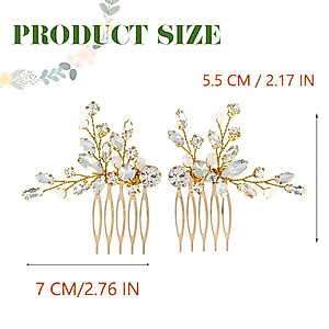 JONKY Crystal Bride Wedding Hair Comb Gold Rhinestone Hair Pieces Bridal Hair Accessories for Women(Pack of 2)