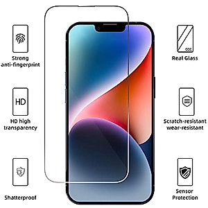 HAYZON [3+3 Pack] iPhone 14 (ONLY) Screen Protector with Camera Lens Protector, Scratch Resistant, Bubble Free, Case Friendly Tempered Glass Film[9H Hardness] - 6.1 inch