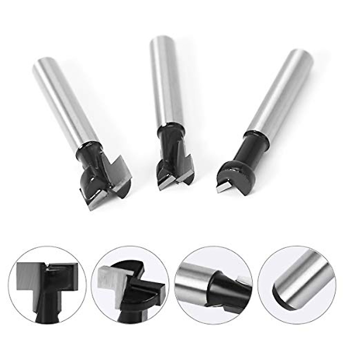 Saipe 5pcs T-Slot Cutter Router Bit 1/4 Inch Shank Keyhole Router Bit Set with 1/4 & 5/16 & 3/8 & 1/2 & 9/16 Inch Blade Diameter for Wood Hex Bolt T-Track Slotting Wood Milling Cutter