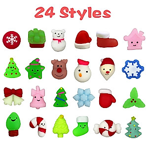 QINGQIU 72 PCS Christmas Mochi Squishy Toys Squishies Christmas Toys for Kids Girls Boys Toddlers Christmas Party Favors Stocking Stuffers Gifts