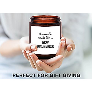 Scented Candle, "New Beginnings"Candles Gifts for Women, Men, Friends, New House, New Job, Retirement，Soy Candles for Home Scented, Home Decorations, Aromatherapy Candles, Amber Jar Candles-029GY