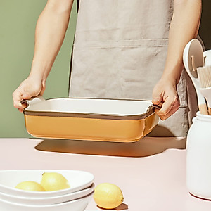 LIFVER Baking Dish, 9x13 Baking Pan, 120 Oz Large Lasagna Pan Deep, Ceramic Bakeware, Rectangular Casserole Dishes for Cooking Roasting Turkey Lasagna, Gifts for Baker, 3.8 Qt