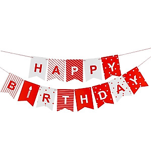 Birthday Banner Red White Happy Birthday Party Decorations Birthday Supplies