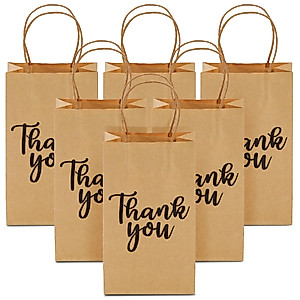 Sparkle and Bash Thank You Party Favor Kraft Bags (9 x 5.3 x 3.15 in, 100 Pack)