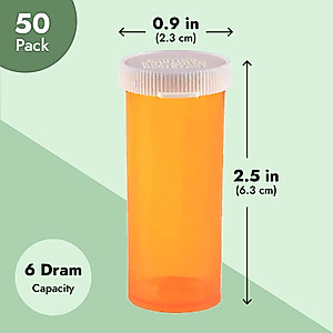 Juvale 50 Pack Empty Pill Bottles with Caps for Prescription Medication, 6-Dram Plastic Medicine Containers (Orange)