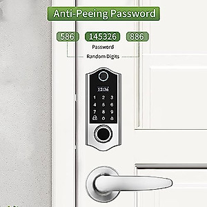 Harfo Fingerprint Door Lock with 2 Lever Handles, Smart Door Lock, Keyless Entry Door Lock, Door Locks with Keypads, Front Door Lock Set, Keypad Door Lock with Handle (Satin Nickel)