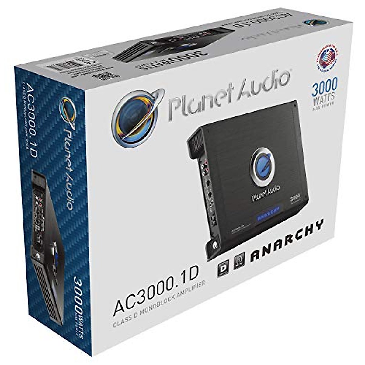 Planet Audio AC3000.1D Anarchy Series Car Audio Amplifier - 3000 High Output, Class D, Monoblock, 1 Ohm, Low Level Inputs, Low Pass Crossover, Mosfet Power Supply, Hook Up To Stereo and Subwoofer