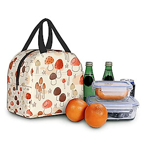 Senheol Cute Mushroom Print Lunch Box, Kawaii Small Insulation Lunch Bag, Reusable Food Bag Lunch Containers Bags for Women Men