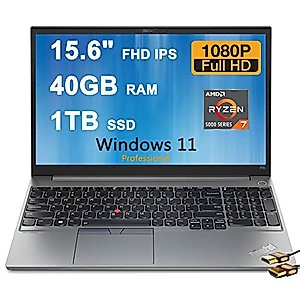 Lenovo ThinkPad E15 Gen 4 Business Laptop 15.6" FHD IPS AMD Octa-core Ryzen 7 5825U 40GB RAM 1TB SSD Backlit USB-C Harman 1080p FHD Webcam Win11Pro Gray + HDMI Cable
