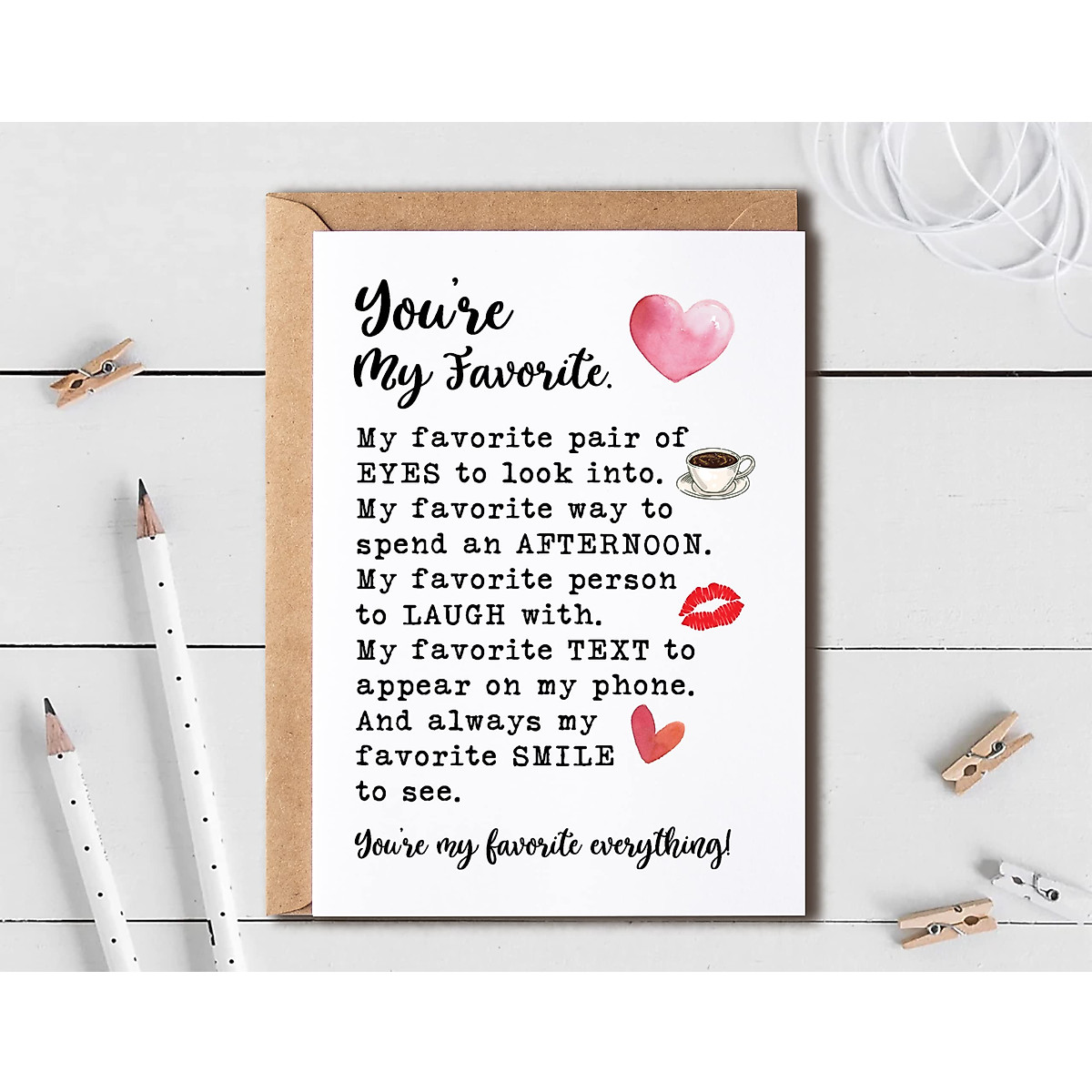 You're My Favorite Everything Card For Friend And Sister - Funny Birthday Card For Best Friend - Unique Birthday Gift - Valentines Day Card