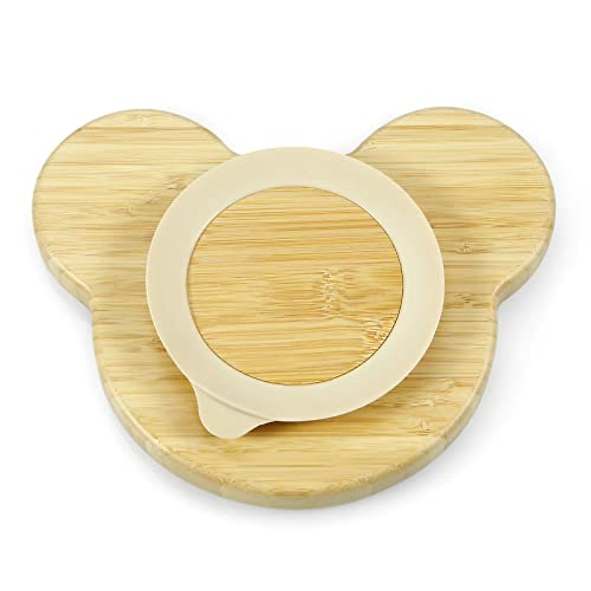 PandaEar Bamboo Wooden Baby Plates with Suction- Divided Unbreakable- Non-Slip (Panda Shape)