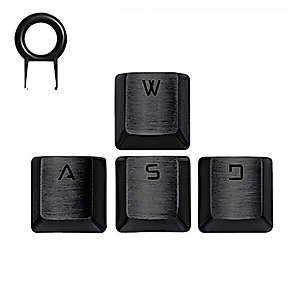 Hallsen Metal Keycaps Mechanical Gaming Keyboard WASD Keycaps for FPS & MOBA, Upgraded Stainless Steel Custom 60% Keycaps Kit with Key Puller for Mechanical Keyboard Cherry Mx Switches (Black)