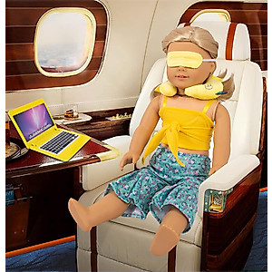 ebuddy Doll Clothes and Accessories 18 Inch Doll Travel Set with Unicorn Printed Luggage Suitcase Fit for 18 inch Girl Doll,Most 18 Inch Dolls(No Doll)