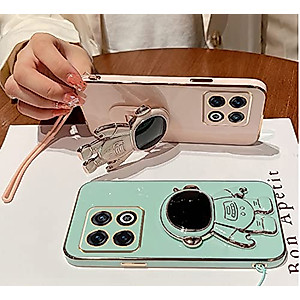 for Oneplus 10T Case,Oneplus 10T 5G Phone Case Hidden Astronaut Stand,Plating Glitter Soft TPU Folding Bracket Kickstand with Camera Cover Protection for 1+ 10T for Women Girls Pink