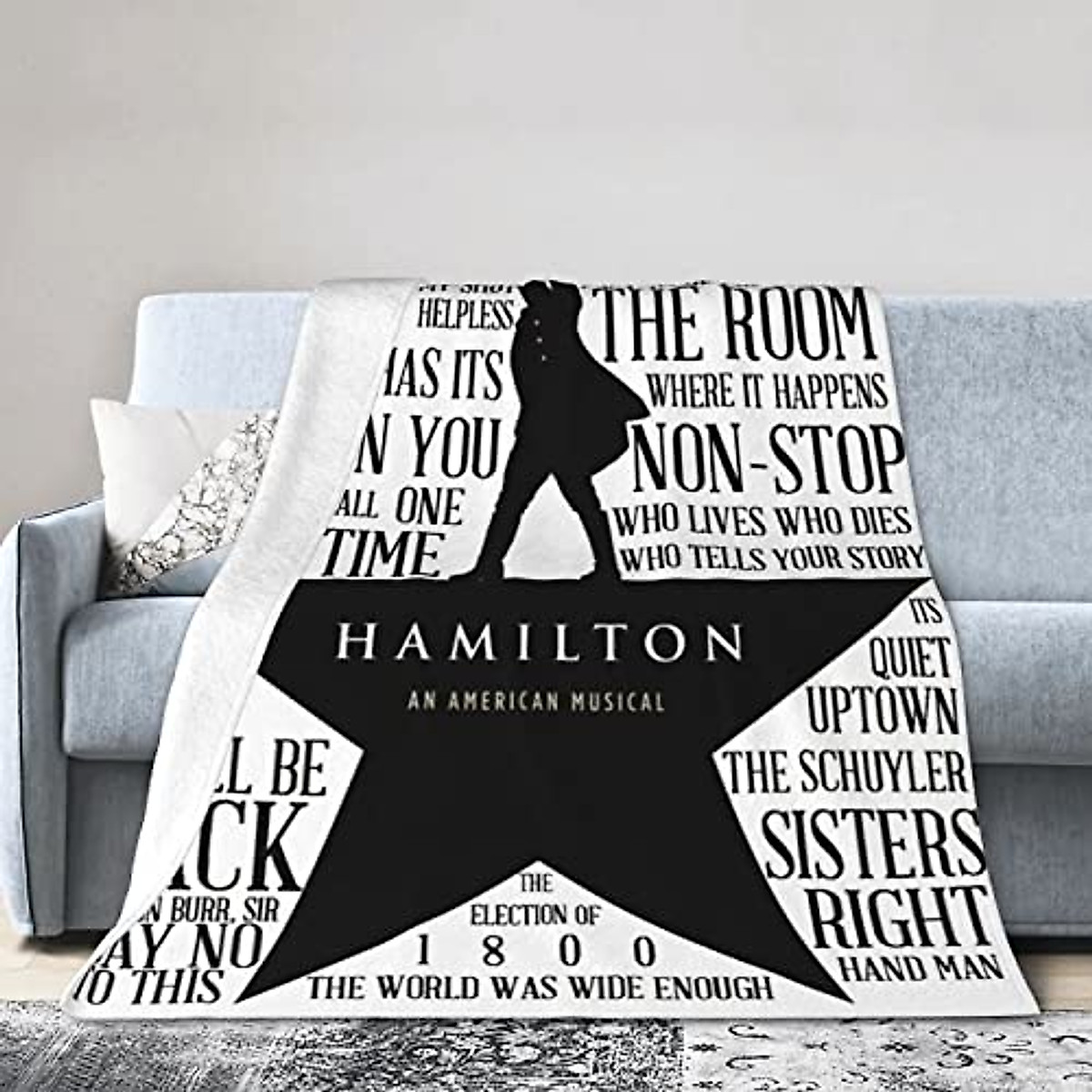 Hamilton The Musica Blanket Cute Anime Fleece Throw Blankets and Throws for Couch Bed Sofa Office Ultra Soft Lightweight Plush Cozy Warm Flannel Blanket 60"X50"