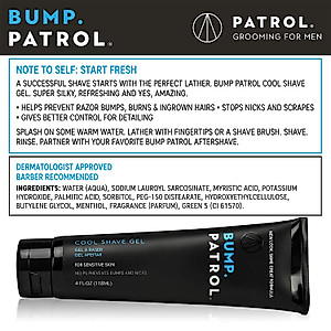 Bump Patrol Cool Shave Gel - Sensitive Clear Shaving Gel with Menthol Prevents Razor Burn, Bumps, Ingrown Hair - 4 Ounces