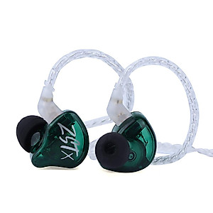Linsoul KZ ZST X 1BA+1DD Hybrid Dual Driver HiFi in-Ear Earphones with Silver-Plated Detachable 2Pin Cable for Musicians Audiophile (with Mic, Green)