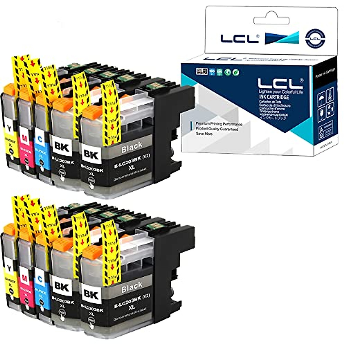 LCL Compatible Ink Cartridge Replacement for Brother LC203XL LC201XL LC201 LC203 LC203BK LC203C LC203M LC203Y XL High Yield MFC-J480DW J460DW J485DW J5620DW J5720DW (10-Pack4Bk 2Cyan 2Magenta 2Yellow)