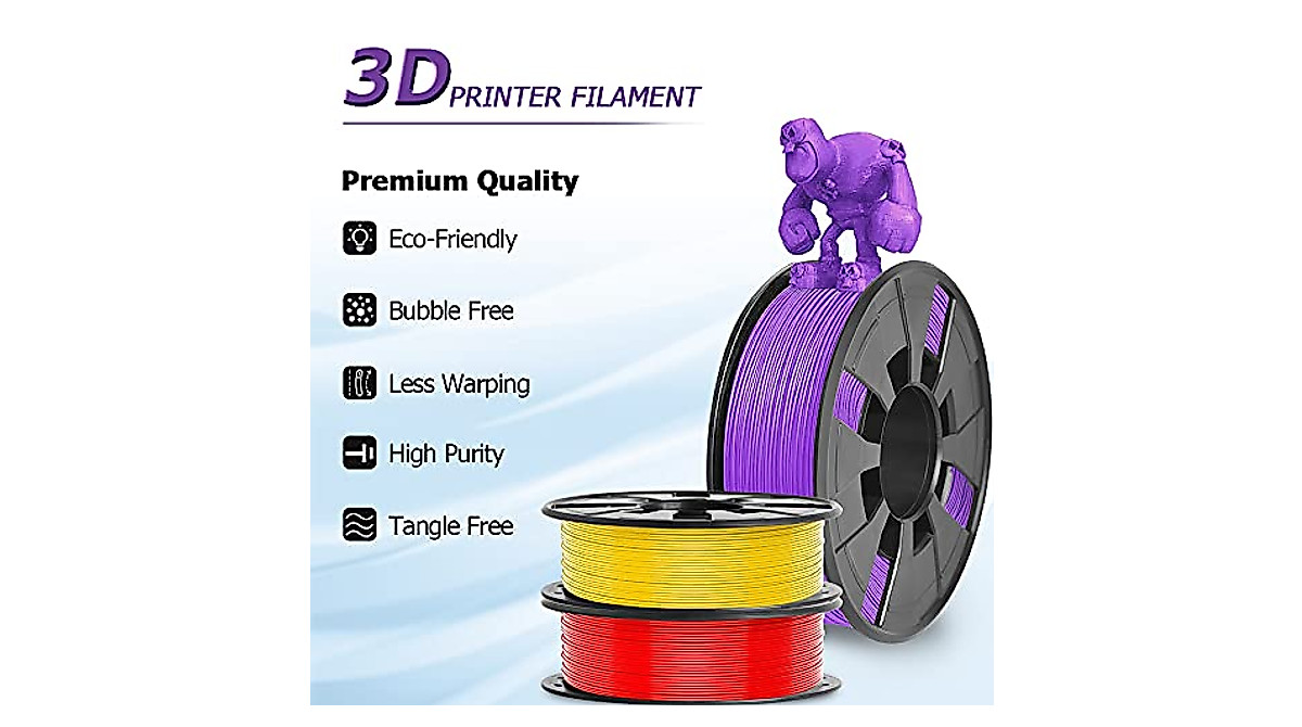 8 Pack 3D Printer Filament - Vibrant 1.75mm PLA Colors