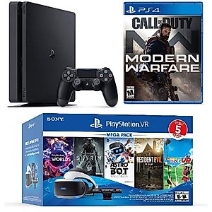 2019 Playstation 4 PS4 Pro 1TB Console + Playstation VR Headset + Camera + 6 Games Bundle (Renewed)