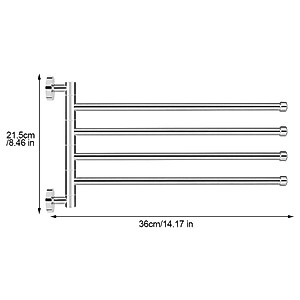 Bathroom Swing Arm Towel Bars 4Arm Wall Mounted Swivel Towel Rack Hanger Holder Stainless Steel Bath Towel Rod Arm for Home Kitchen Bathroom